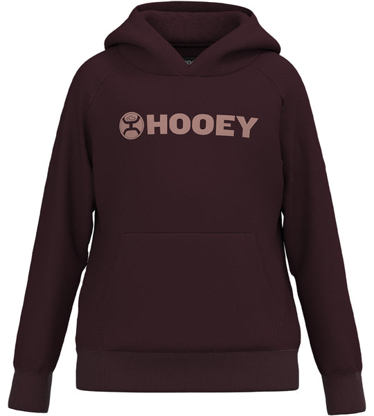 Hooey Youth Lock-Up Maroon Hoody with Pink Hooey Logo Across Chest ...